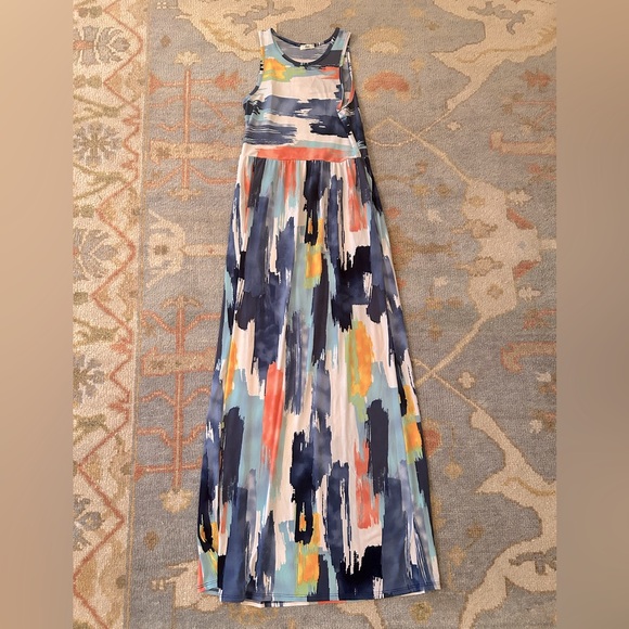 Dresses | Colorful Abstract Maxi Dress | Poshmark